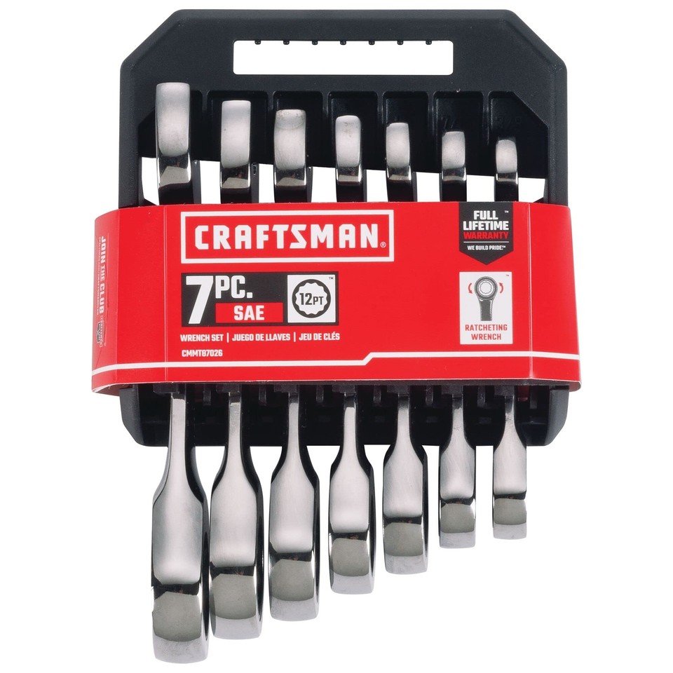 Craftsman SAE Stubby Ratcheting Combination Wrench Set 7 pc ...