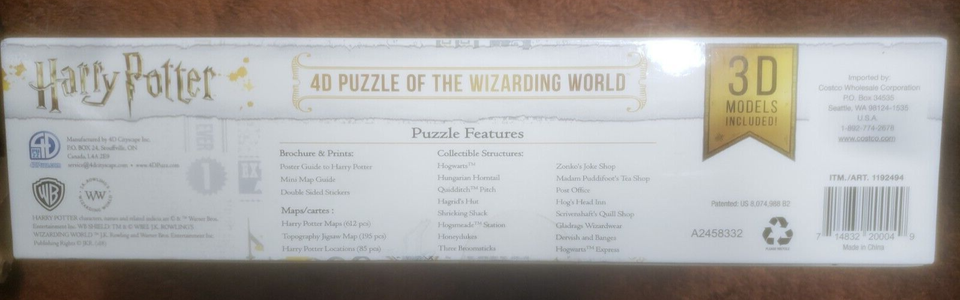 Harry Potter The Wizarding World 4D Puzzle 892 Pieces Hogwarts Brand ...