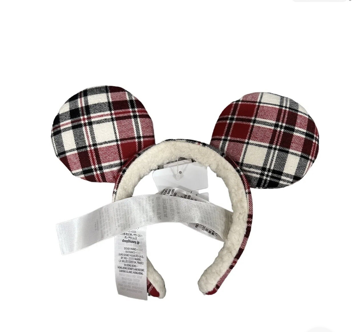 Disney Parks Mickey Mouse Ears Christmas Holiday Joy Plaid Sherpa ...