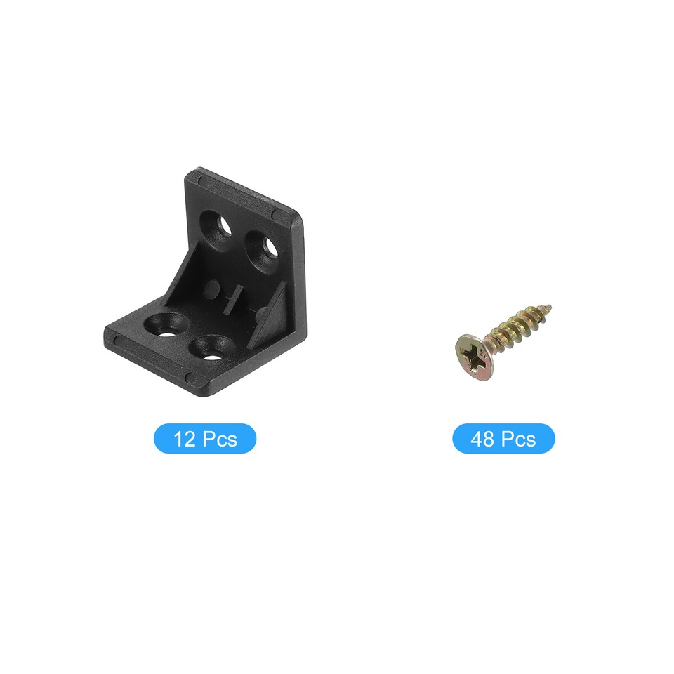 12Pcs 27x28x27mm Nylon Shelf Right Angle Brackets with Screws (Black ...