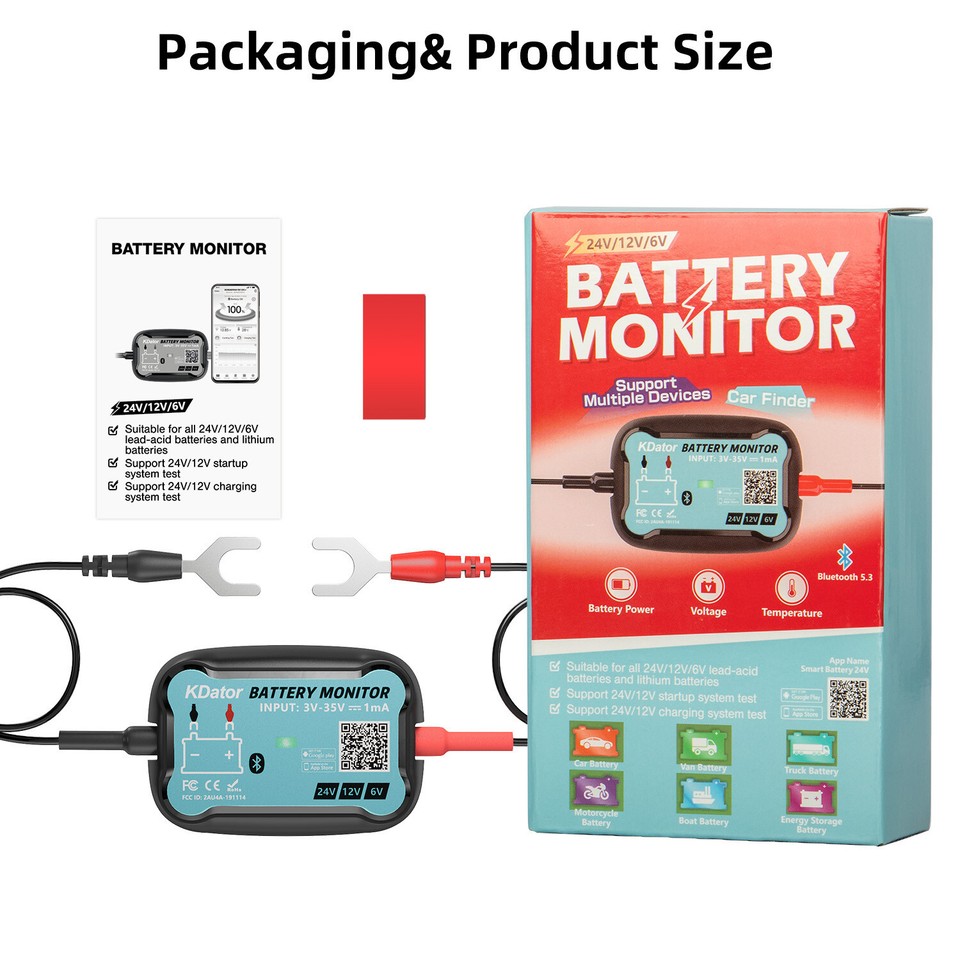 Bluetooth Battery Monitor BM7 for 6V 12V 24V All Lead-Acid and Lithium ...