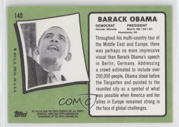 2009 Topps American Heritage Barack Obama #140 0r1h | eBay UK