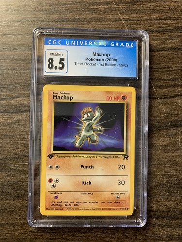 Machop 59/82 1st Edition Team Rocket Pokemon CGC 8.5 NM/MINT+ old label ...
