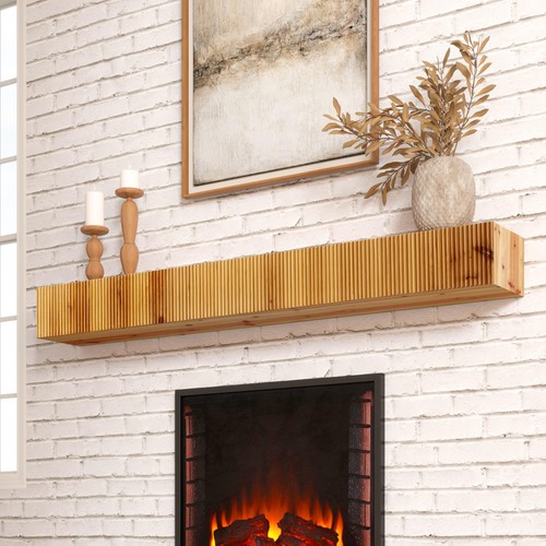 Fireplace Mantel, 60" Wood Fluted Floating Mantel Shelf for Over ...