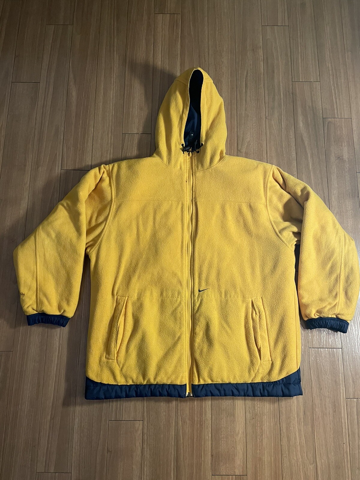 Early 2000s Nike Fleece Reversible Jacket Navy and Ye… - Gem