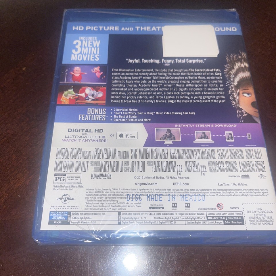 Sing Blu-ray Special Edition Brand New | eBay