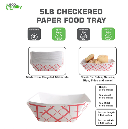 [50 Pack] 5lb Disposable Red Check Paper Food Trays Baskets Snack ...
