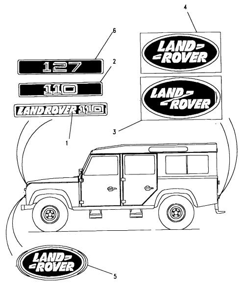 Land Rover Defender 90 110 Front and Rear Logo Name Decal Tape Set ...