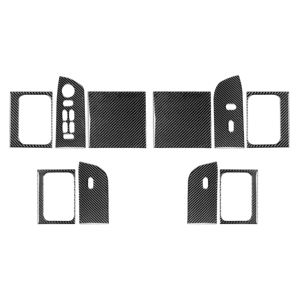 10Pcs Interior Door Panel Kits Real Carbon Fiber Cover Set For Ford ...