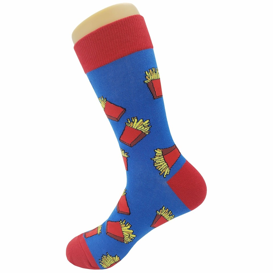 NWT Fun Fry Dress Socks Novelty Men 8-12 Multicolor Crazy Fun Sockfly ...