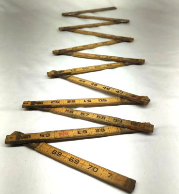 Lufkin Vintage 72" Folding Ruler Measuring Stick - Wood Brass Multi ...