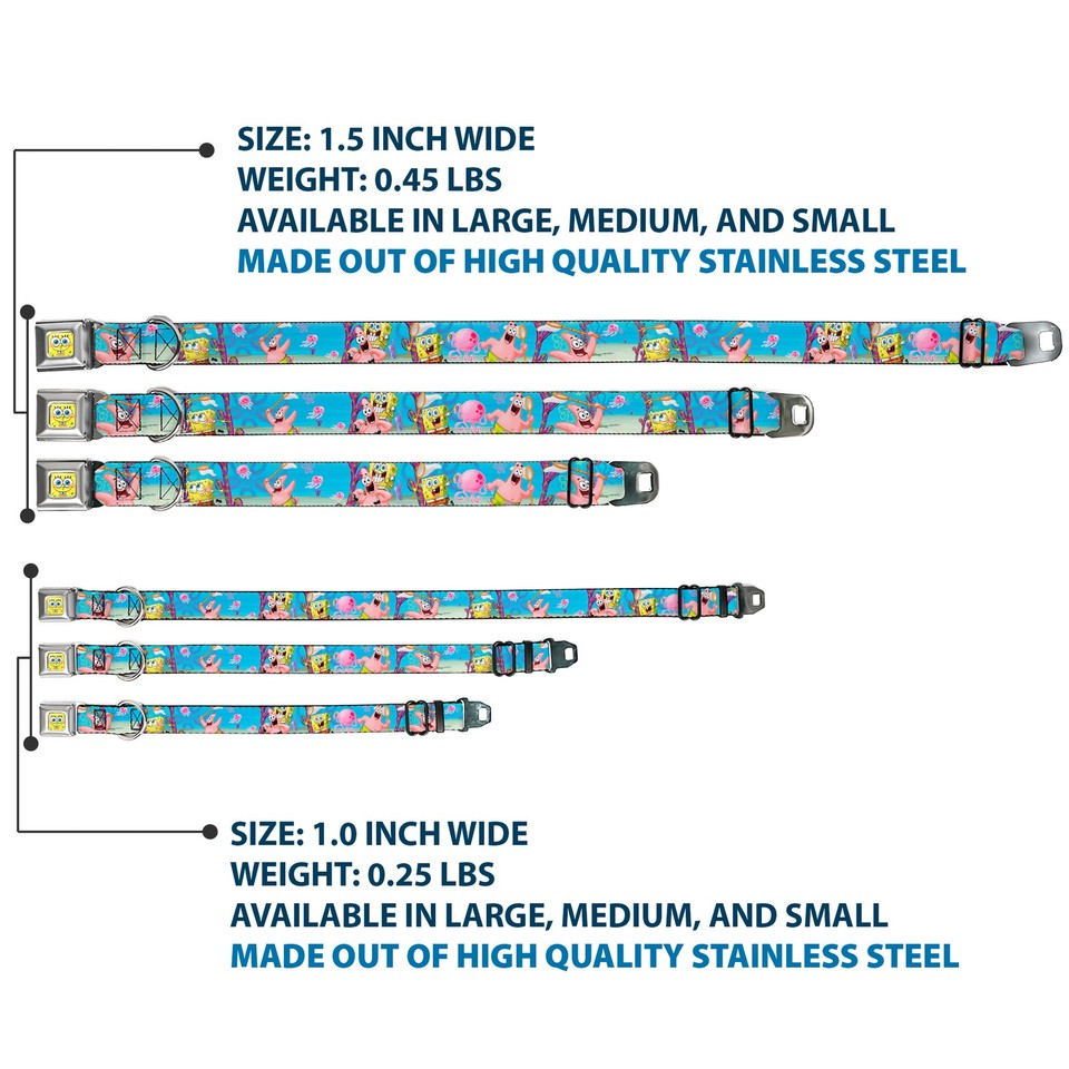Dog Collar SQA-Sponge Bob 3-D Face CLOSE-UP Full Color SpongeBob & P ...