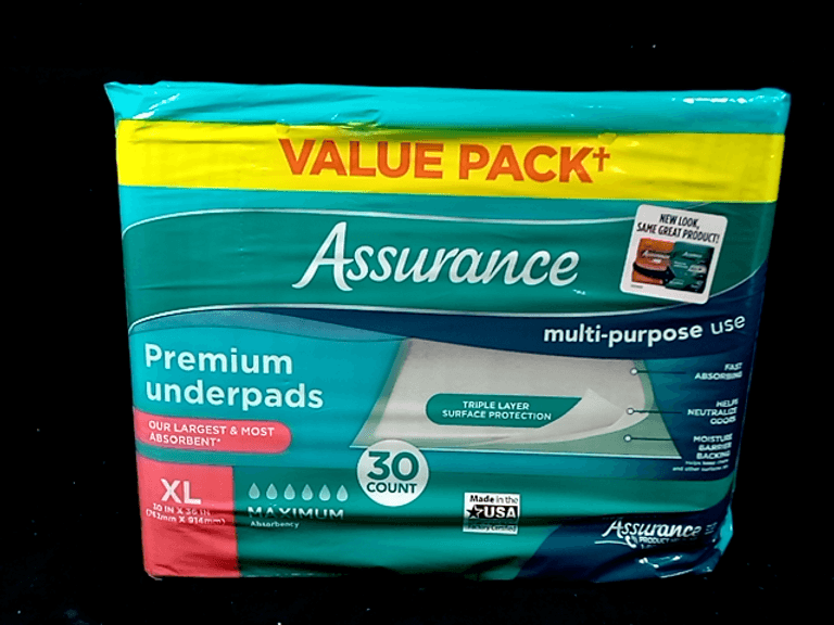 Assurance Premium Incontinence Underpads XL Value Pack 30 Count NEW ...