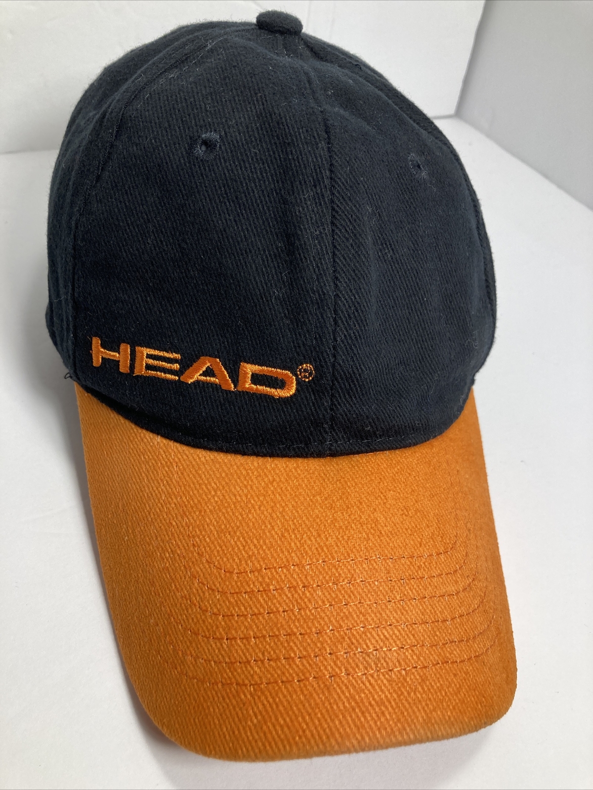 Head LiquidMetal Logo Ball Cap Hat Black Orange Twill Adjustable 100% ...