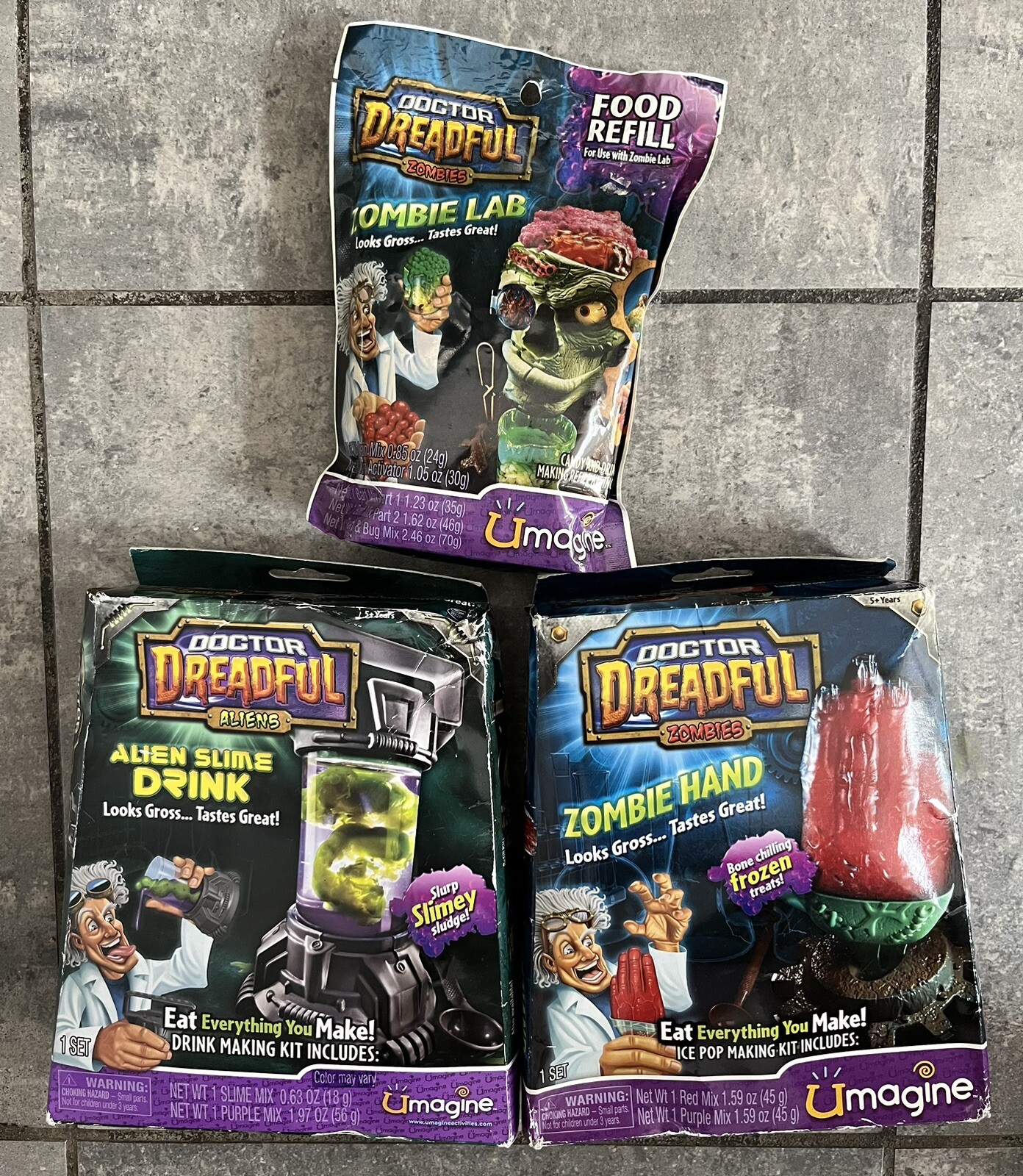 Doctor Dreadful LOT Alien Slime Drink Making Kit Zombie Hand Ice Pop ...