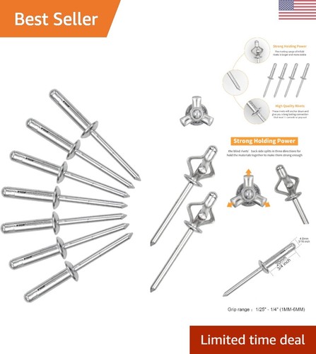 Aluminum Tri-Grip Rivets - 3/16" x 3/4" - 60pcs - Durable & Corrosion ...