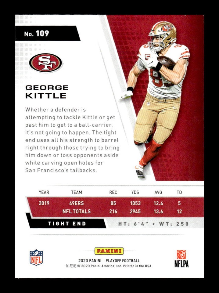 2020 Panini Playoff George Kittle #109 | eBay