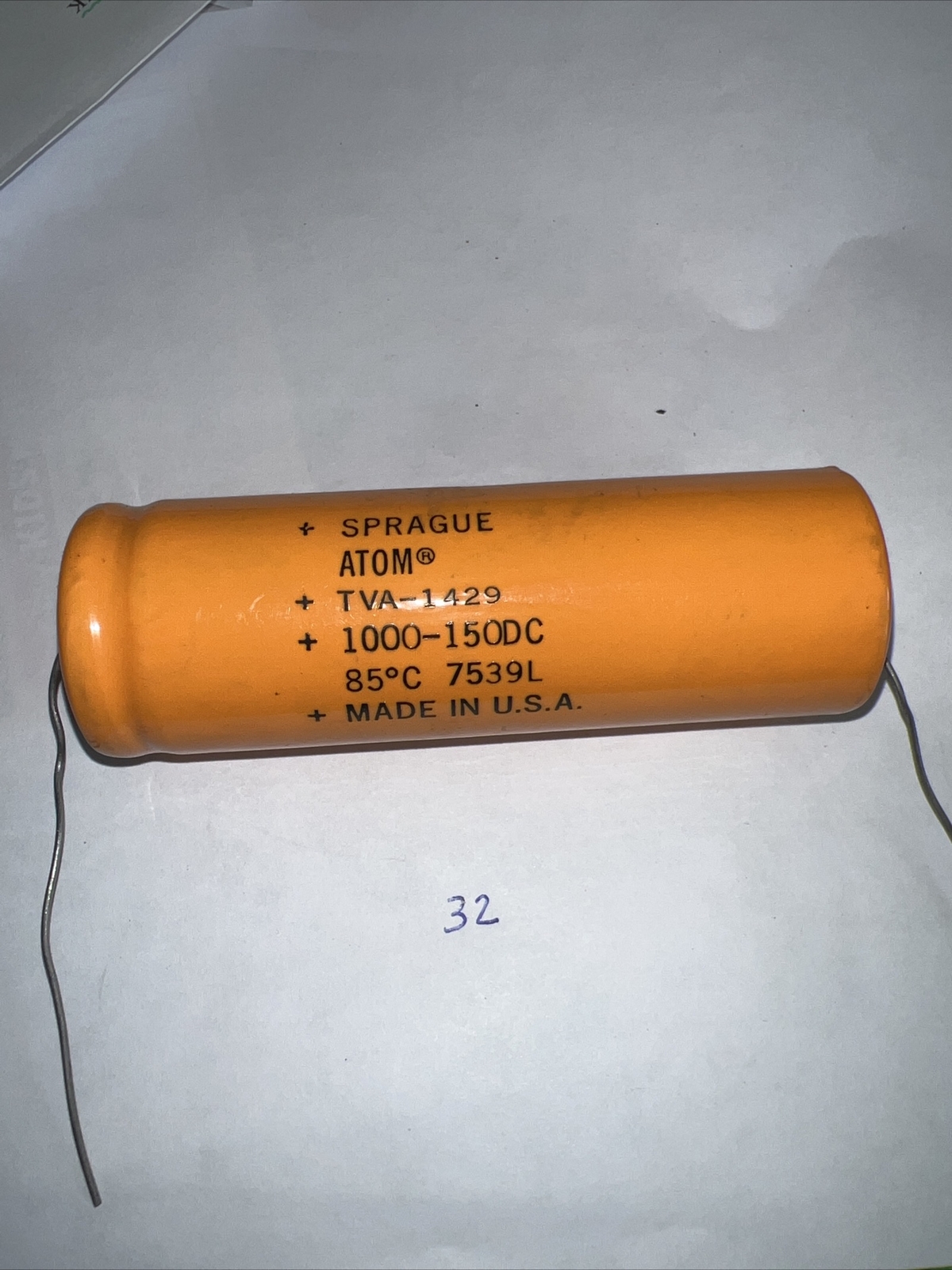 SPRAGUE ATOM TVA-1429 Capacitor 1000uf 150V For Tube Amp Made in USA ...