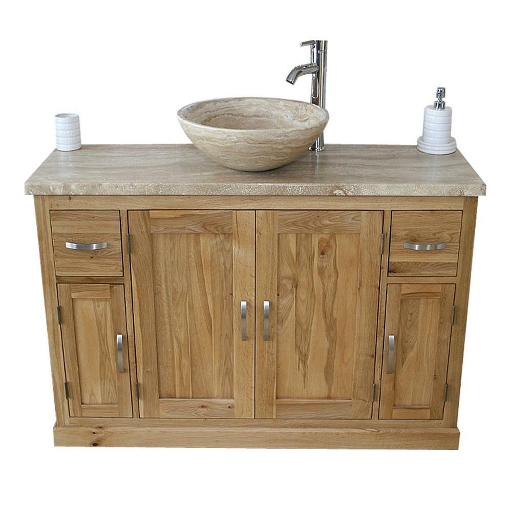 Solid Oak Bathroom Vanity Unit | Oak Sink Bathroom Cabinet | Stone ...