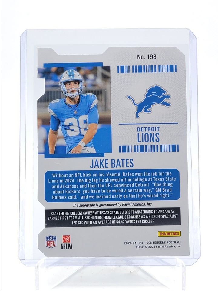 JAKE BATES 2024 CONTENDERS ROOKIE TICKET STUB DIE CUT RC AUTO /39 Q4556 ...