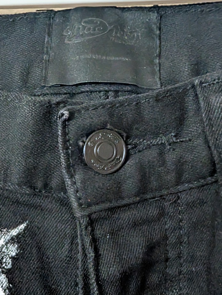 Mackeen Logo Mens 30 Black Slim Skinny Jeans Graphic Painted Distressed ...