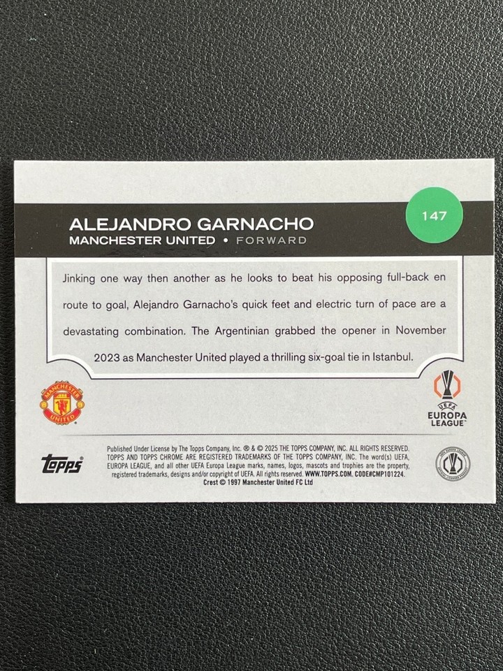 Alejandro Garnacho 2024-25 Topps Chrome UEFA Purple Shimmer #147 | eBay