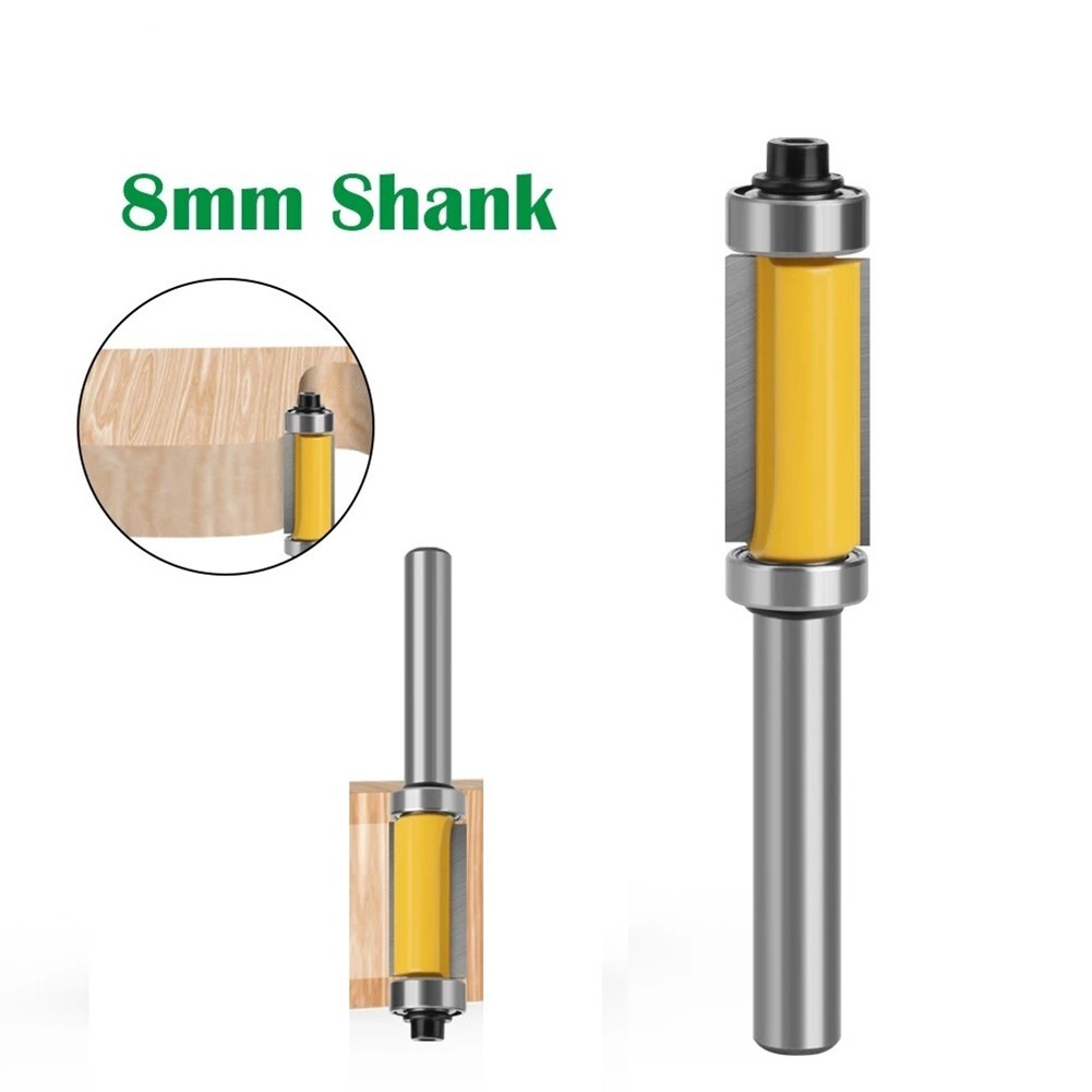 Premium 8mm Shank Double Bearing Straight Trim Router Bit for End Grain ...