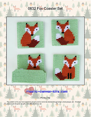 Fox Coaster Set- Plastic Canvas Pattern or Kit | eBay