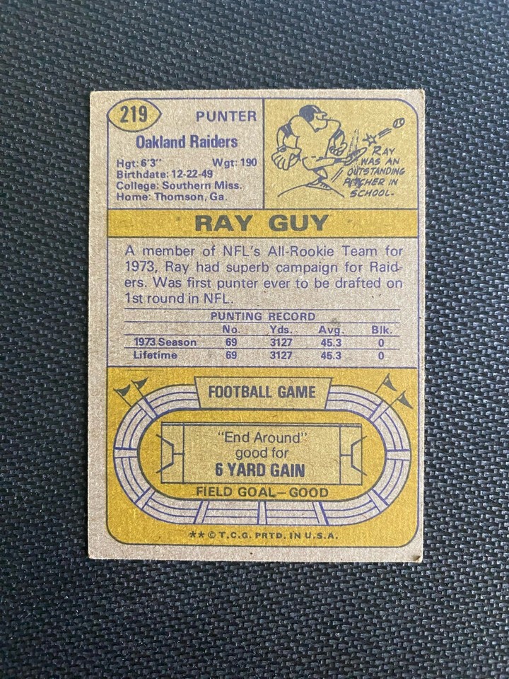 1974 TOPPS FOOTBALL #219 RAY GUY ROOKIE EX | eBay