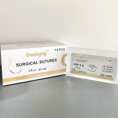 12 Boxes USP 3-0 CHROMIC GUT Absorbable Surgical Sutures 3/8 Needle ...
