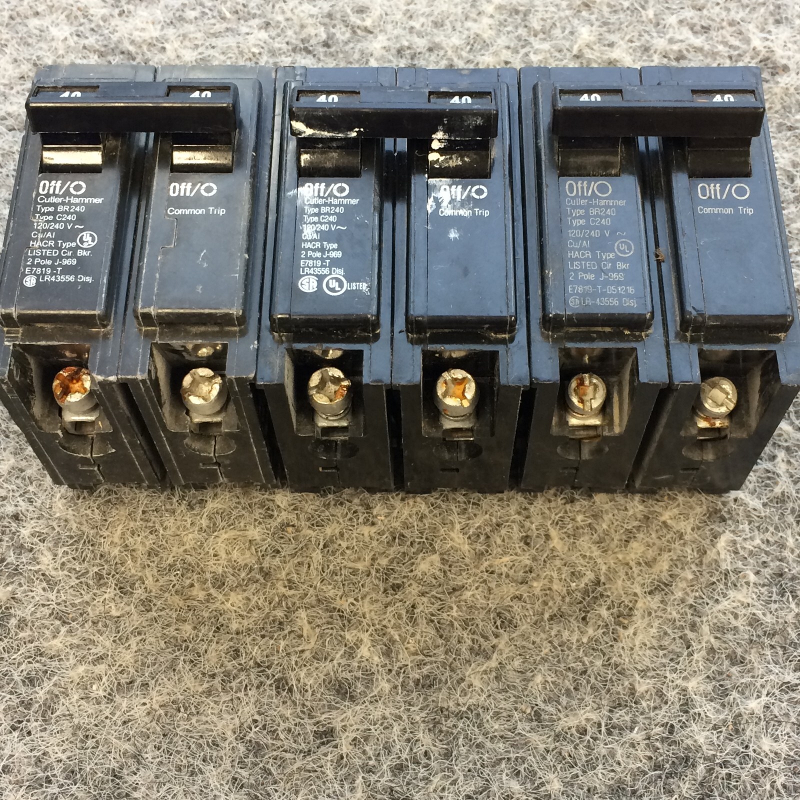 Lot of 3 Cutler-Hammer BR240, C240-Circuit Breaker 120/240 VAC -40A ...