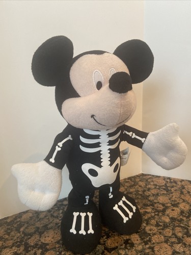 13" Disney Mickey Mouse Halloween Skeleton Animated Plush Toy Dances To ...