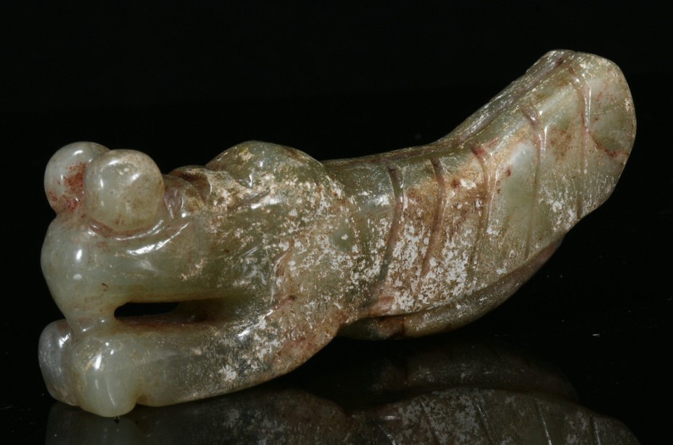 2.7'' Chinese Hongshan Culture Old Jade Carved Insect Praying Mantis ...