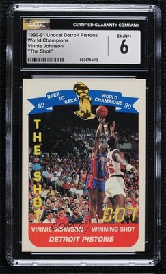 1990 Unocal Detroit Pistons World Champions Vinnie Johnson The Shot CGC ...