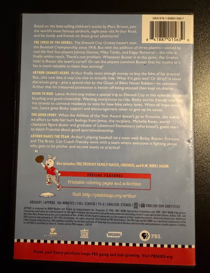 Arthur The Good Sport 8 Great Adventures DVD PBS Kids | eBay