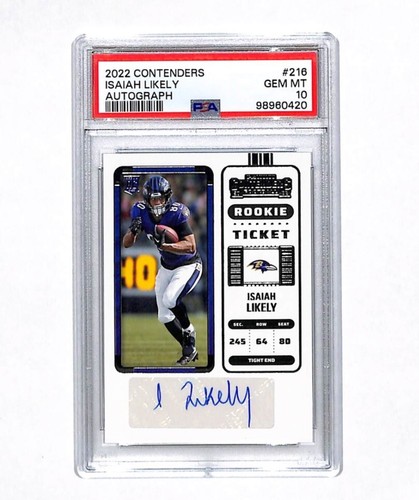 2022 Panini Contenders Isaiah Likely Rookie Auto Autograph Card PSA 10 ...