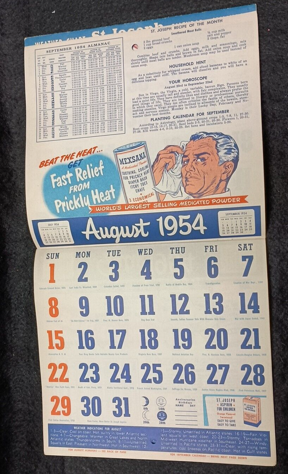 ADVERTISING ST. JOSEPH CALENDAR FERRANTE PHARMACIES 1954 CLIFTON ...