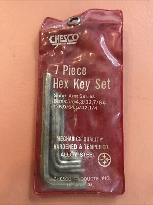 ALLEN KEY CHESCO 70221 STANDARD SAE 7 PIECE HEX KEY SHORT ARM HEX L ...
