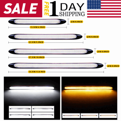 LED Daytime Running Light Sequential DRL Turn Signal Headlight Strip ...