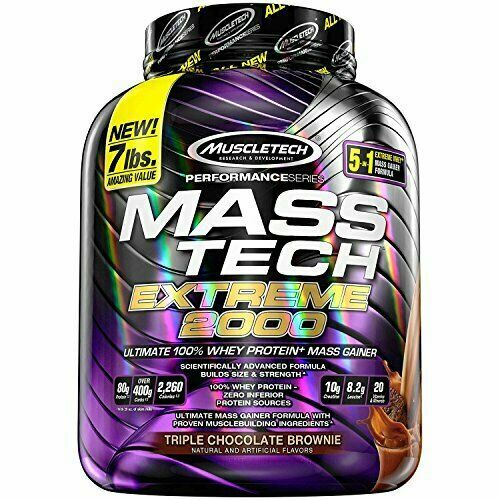 MuscleTech Mass-Tech Extreme 2000 Triple Chocolate Brownie Whey Protein ...