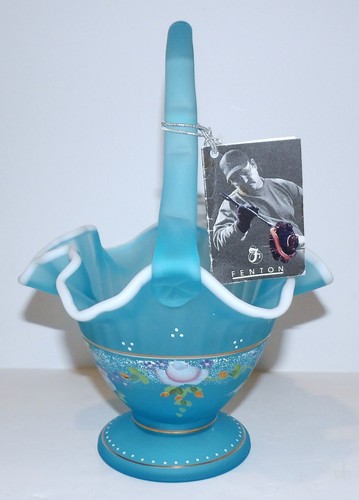 2002 BILL FENTON ART GLASS BLUE TOPAZ SATIN CHARLETON COLLECTION 9 ...