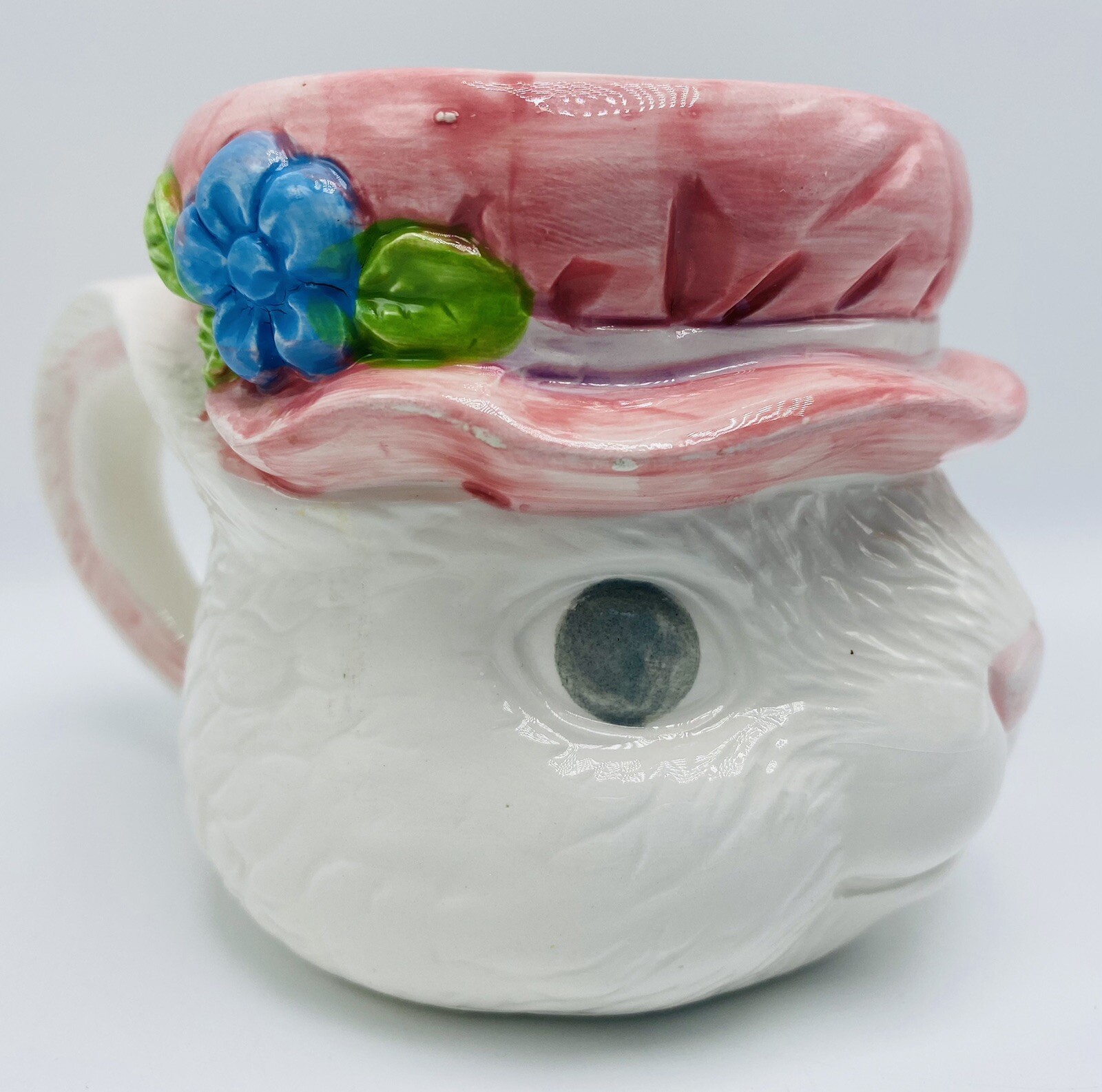 Vintage Ceramic White Bunny Rabbit Head Shaped Mug Cup Easter Bonnet ...