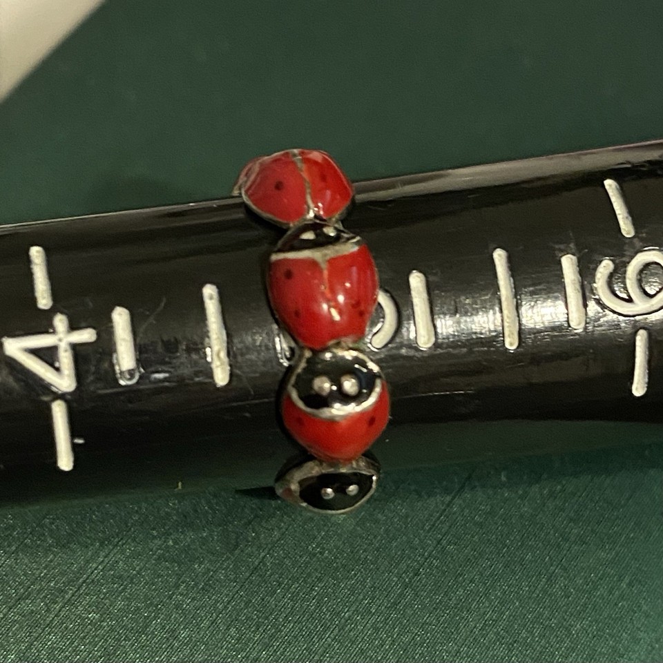 Sterling Silver & Enamel Lady Bug Ring Red 2.4 grams Size 5 | eBay