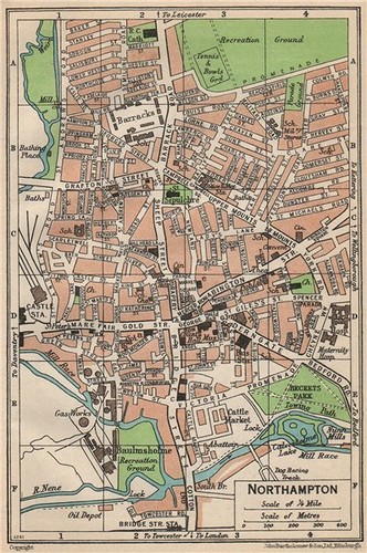NORTHAMPTON. Vintage town city map plan. Northamptonshire 1950 old ...