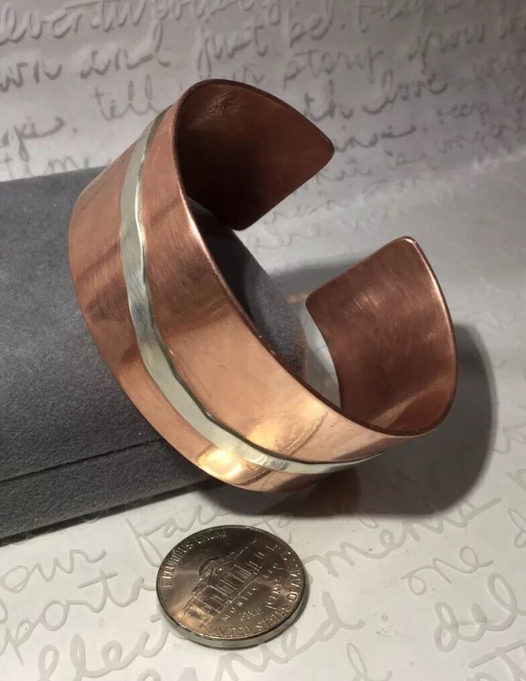 JOE TAFOYA San Ildefonso Handmade Copper Sterling 1” Cuff Bracelet 5.75 ...