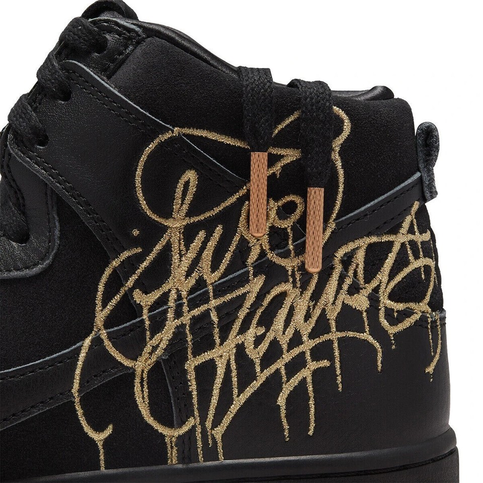 Faust × Nike SB Dunk High "Black and Metallic Gold" DH7755-001 Sneakers ...