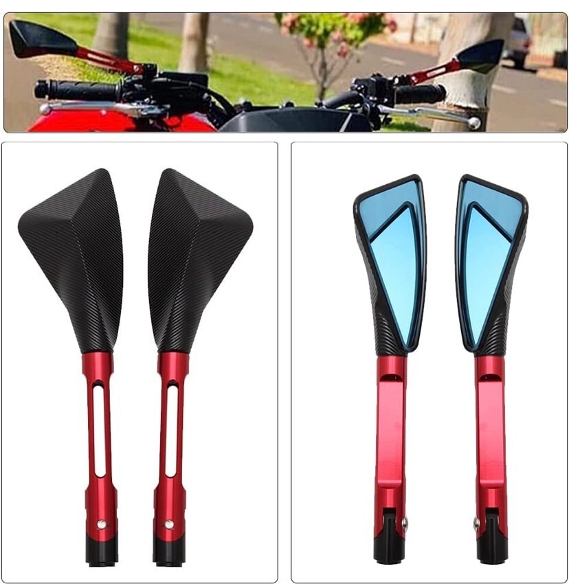 UNIVERSAL Yamaha Honda Motorcycle Rearview Side Mirrors in Red | eBay