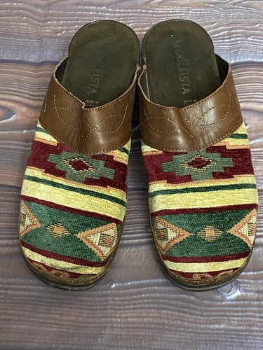 Womens Modellista Clog shoes Brown leather Multicolor Southwestern ...