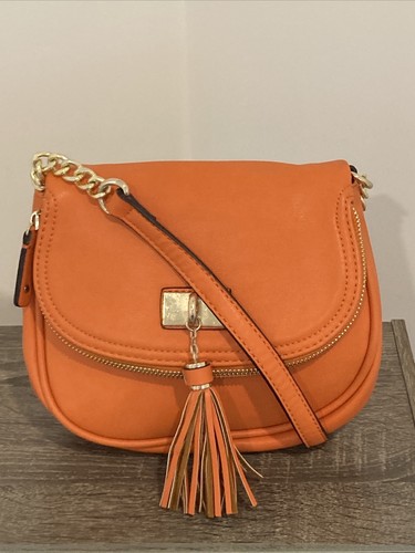ALDO Fold-over Crossbody Handbag w/Tassel & Chains Orange ~ NWOT ~FREE ...