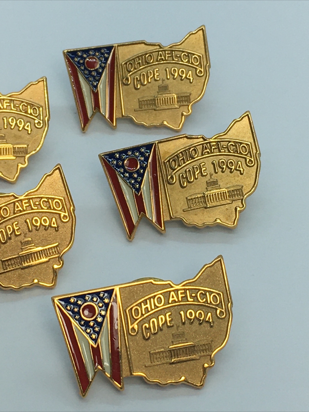 Ohio AFL-CIO Cope 1994 Pin Chest Hat Lapel Badge 5 Enameled Bastian 24k ...